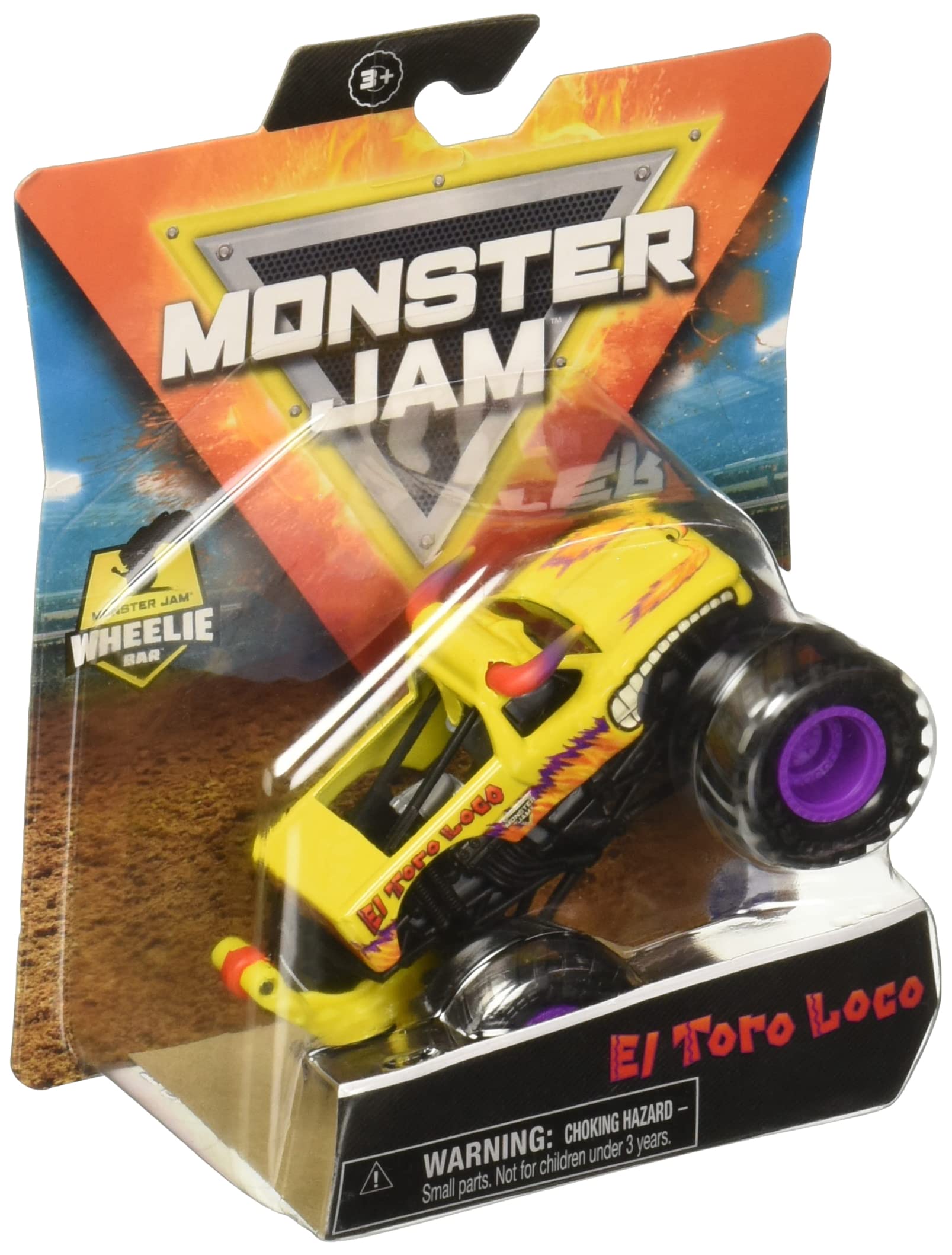 Monster Jam 2021 Spin Master 1:64 Diecast Monster Truck with Wheelie Bar: Arena Favorites El Toro Loco Yellow