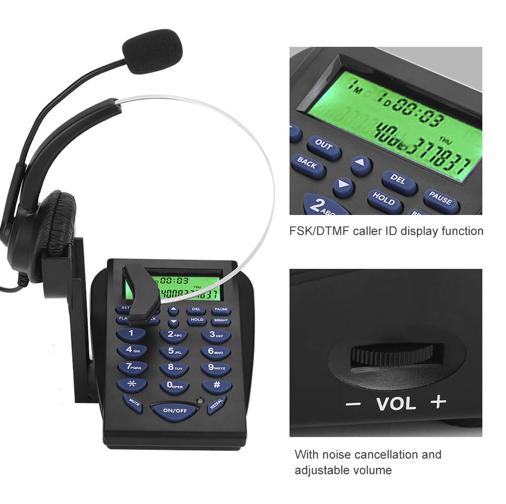 Traffic Headset, Multi-Function Business Office Answering The Phone Headset to Eliminate Noise, Smart Calls. Caller ID Feature, Suitable for The Attendant to Answer The Call.