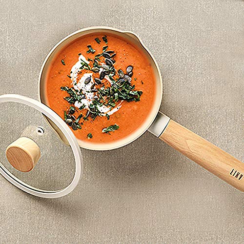 NEOFLAM FIKA Milk Pan for Stovetops and Induction | Wood Handle and Glass Lid | Made in Korea (6" / 1.5qt)