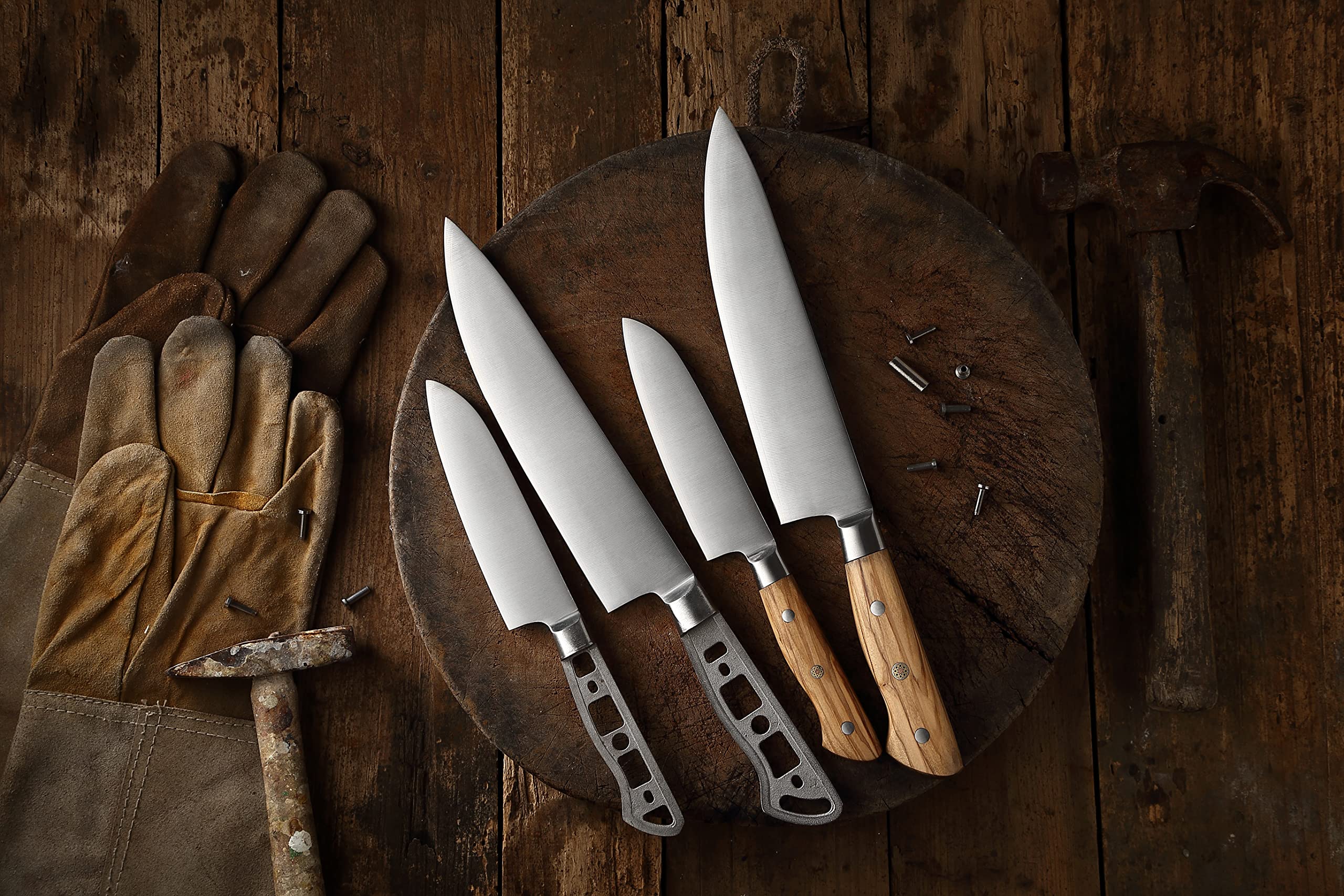 KATSURA Woodworking Project Kit – Japanese Premium AUS 10, 3-Layer Forged Steel – NO LOGO (5-inch Small Santoku)