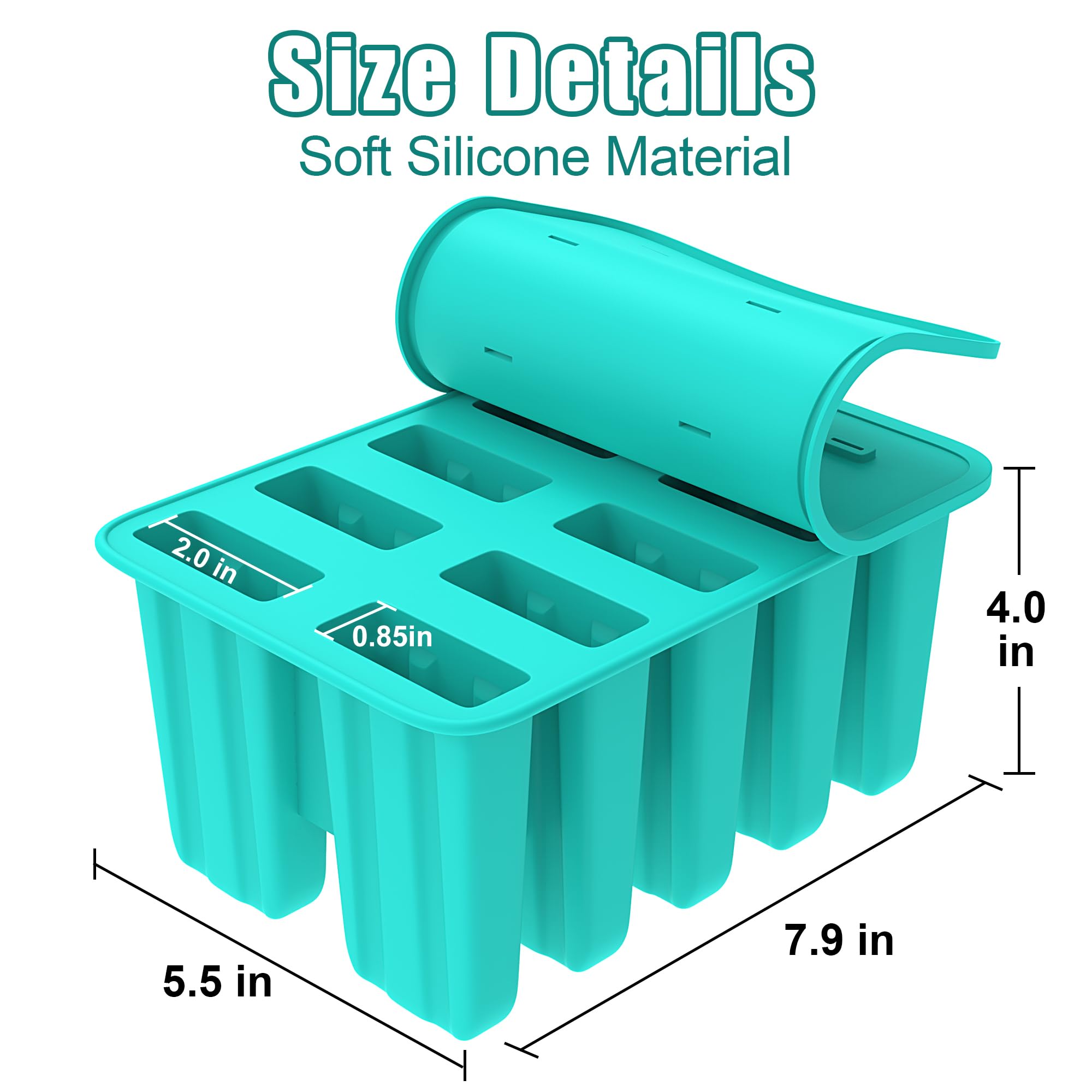 Ozera Popsicles Molds, 10-Cavity Popsicle Maker Molds Silicone Popsicle Molds, Homemade Popcical Molds Ice Pop Molds with 50 Popsicle Sticks, 50 Popsicle Bags
