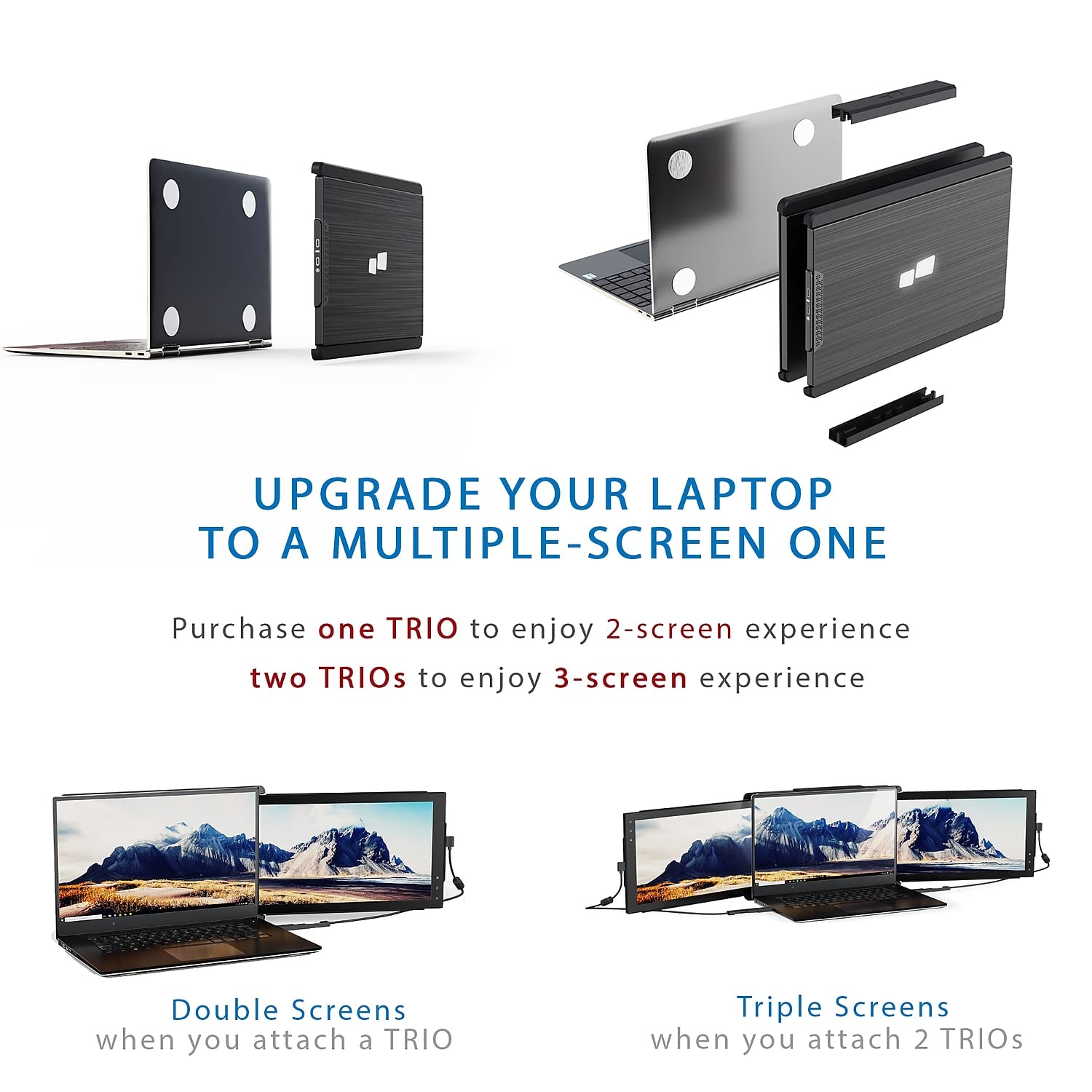 Mobile Pixels Trio Portable Monitor for Laptops, 12.5'' Full HD IPS Screens, USB C/USB A Dual or Triple Displays,Windows/OS/Android/Nintendo Switch (One Monitor Only)