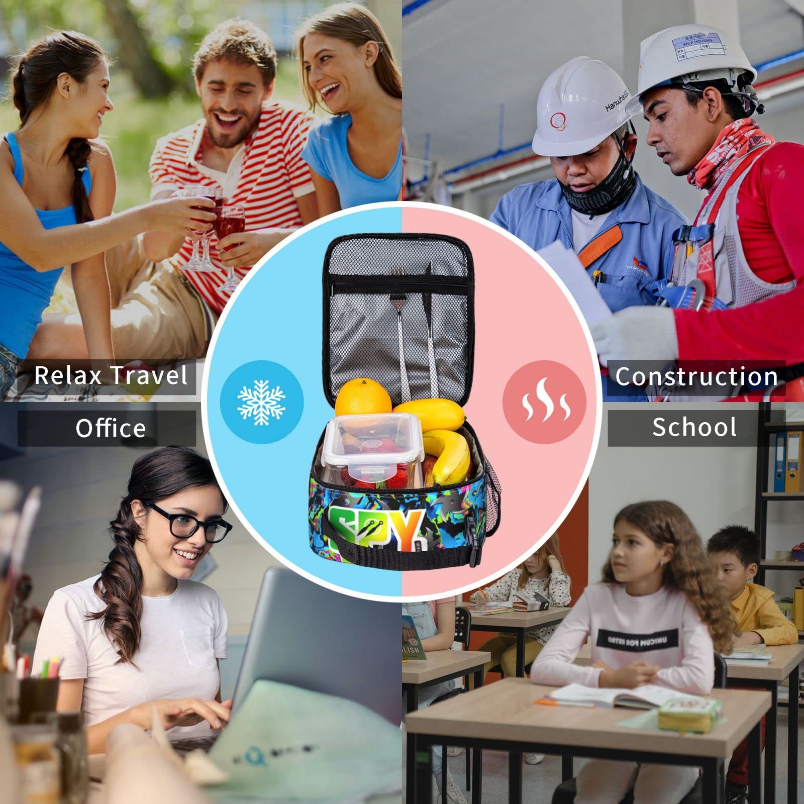 NKISMOODM Fantasy Tote Lunch Bag Reusable Insulated Zipper Handbag Portable Lunchbox Cooler Bags For Work Picnic Camping