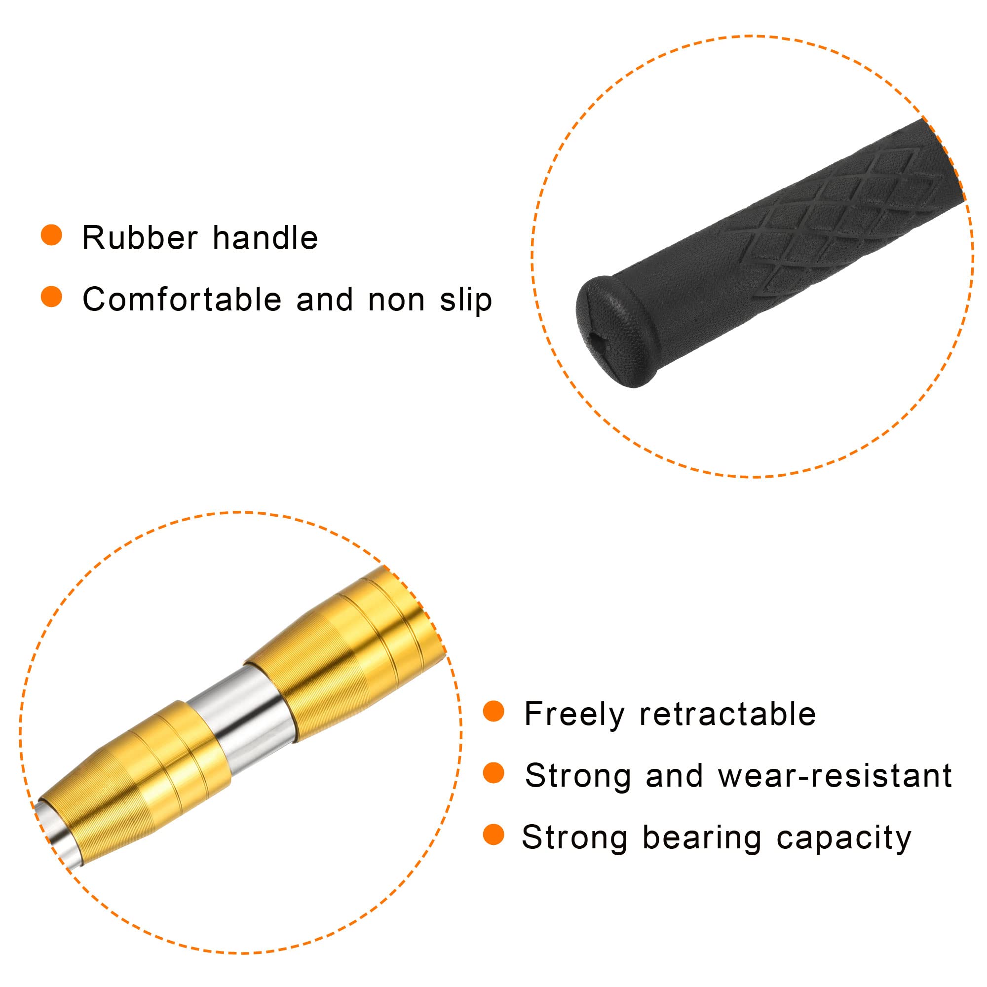 PATIKIL Telescopic Fishing Net Handle, 2Pack 2.3-5.6Ft Stainless Steel 3 Section Portable Handle Fishing Pole Tackle Tool for Landing Net, Silver, Yellow