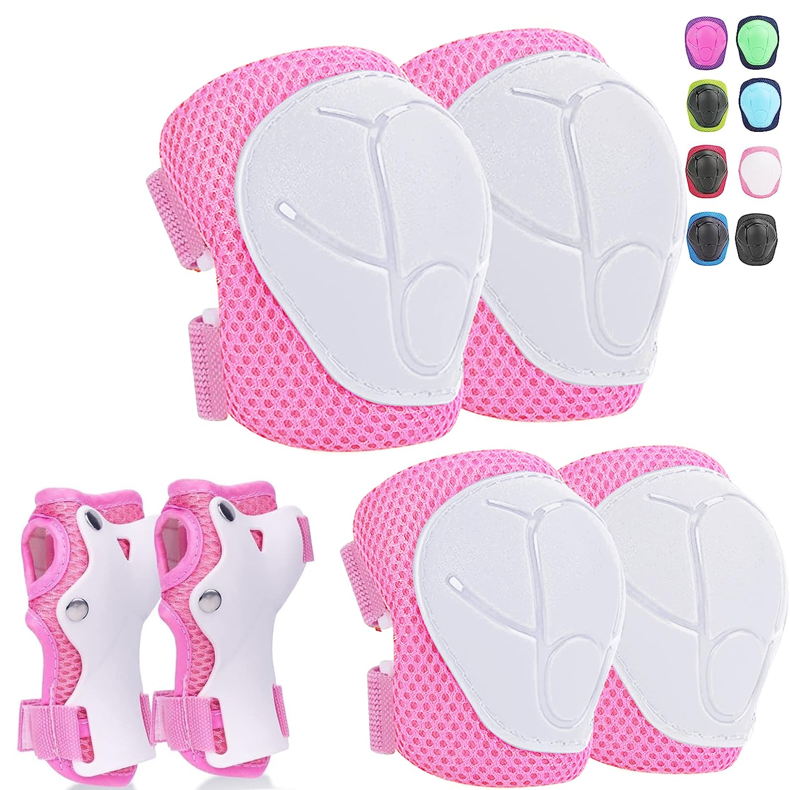 Kid's Protective Gear Set,Roller Skating Skateboard BMX Scooter Cycling Protective Gear Pads (Knee Pads+Elbow Pads+Wrist Pads),(White)