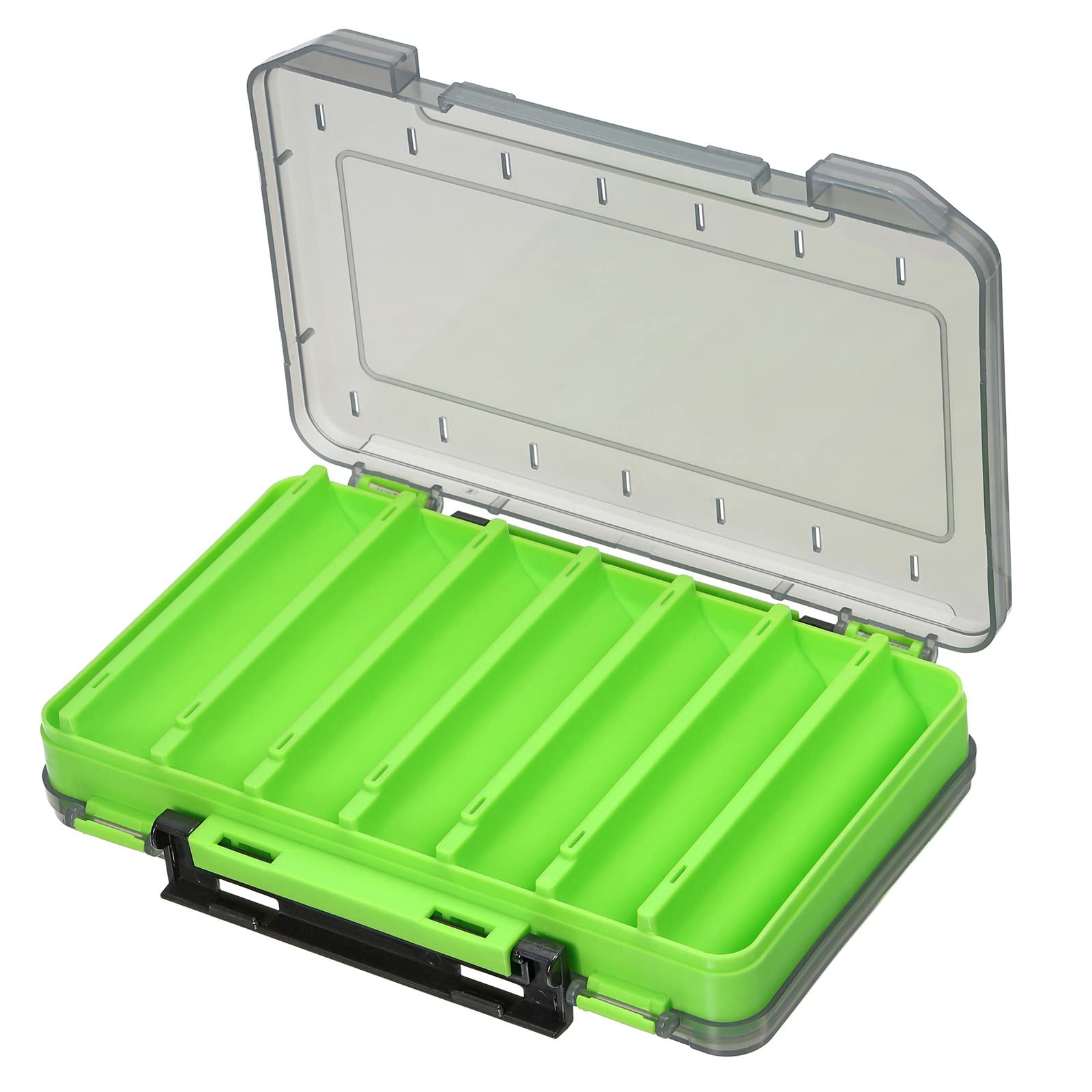 PATIKIL Two-Sided Plastic Box Fishing Lure Storage Container 14 Grids Fish Tackle Organizer, Yellow