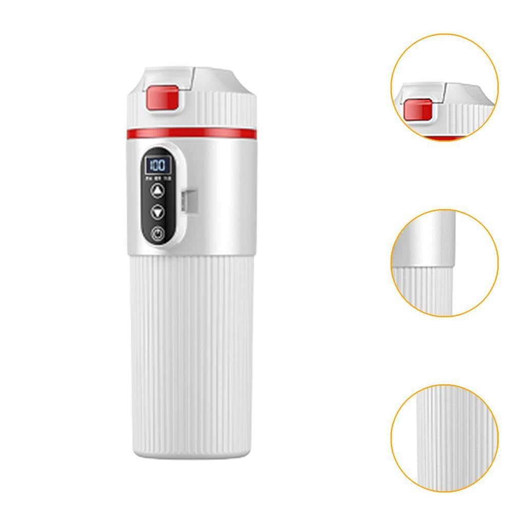 ＫＬＫＣＭＳ Car Heating Cup Car Electric Kettle Easily Washing Hot Water 450ml Travel Mug Electric Heated Travel Mug for Milk Heated, White