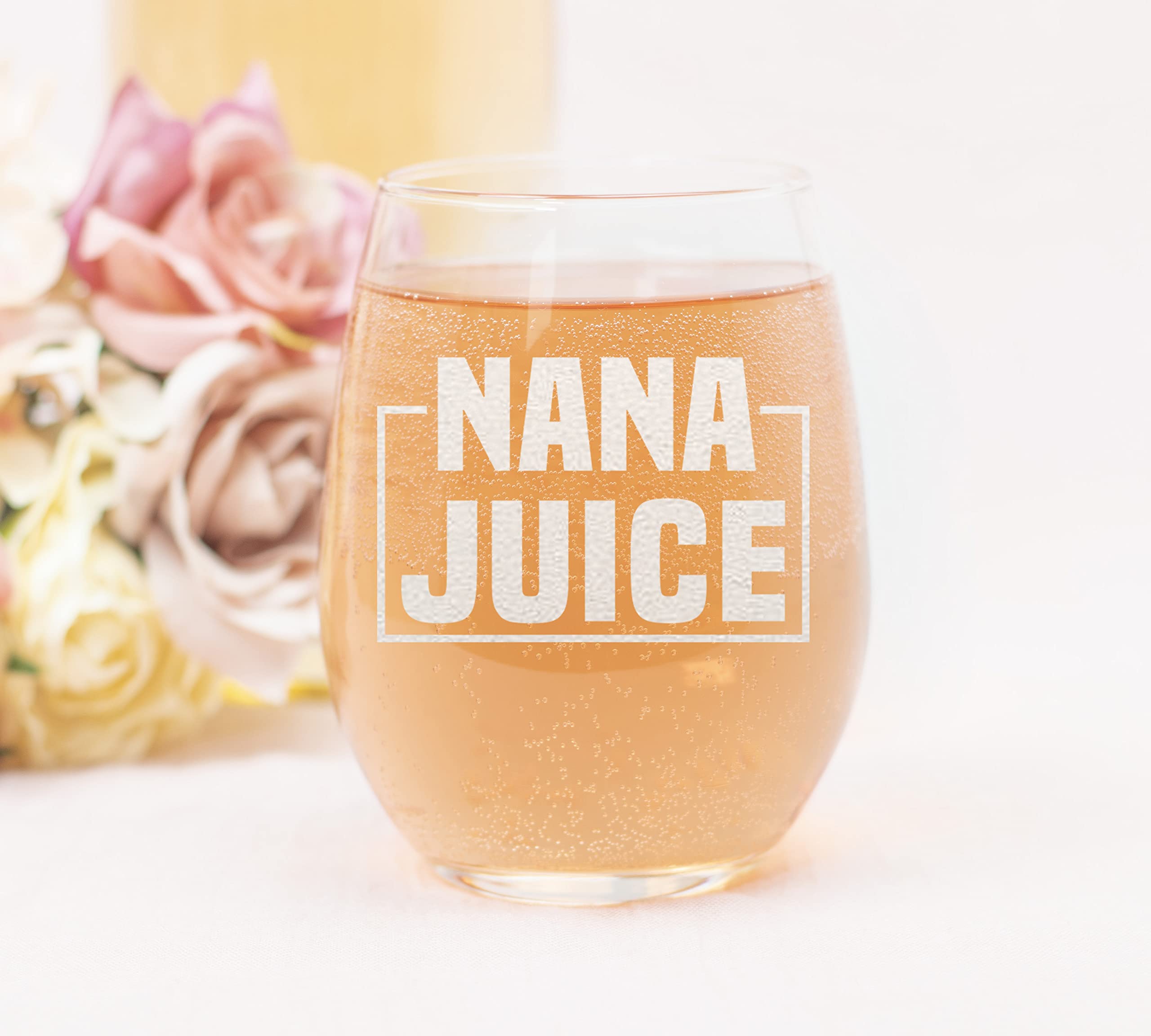 NeeNoNex Nana Juice Stemless Wine Glass - Funny Birthday Mothers Day Gift