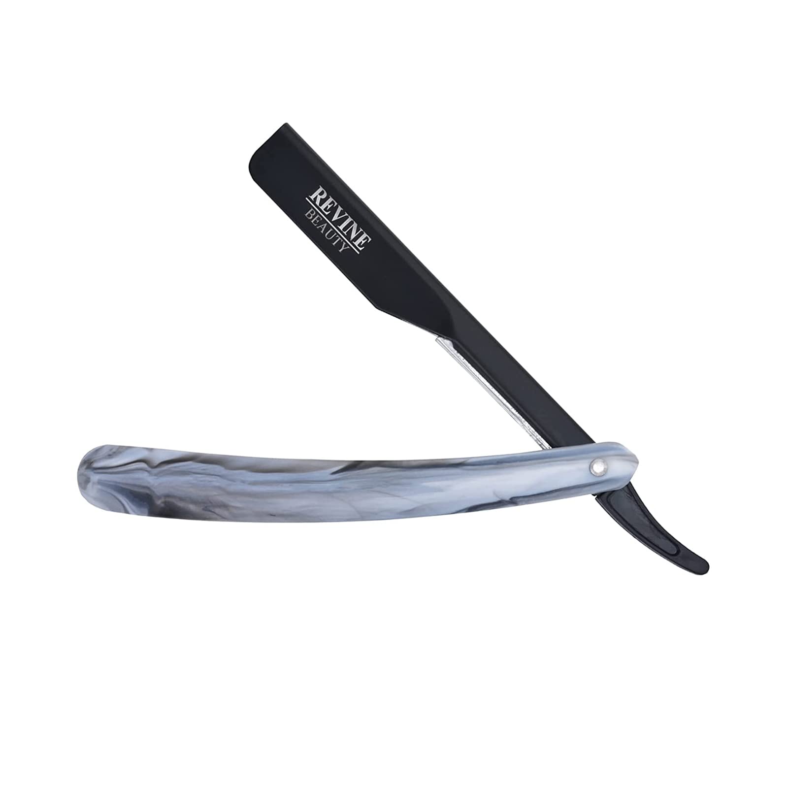 REVINE BEAUTY Barber Straight Razor - Professional Cut throat Premium Quality Plastic Handle Shaving Razor, 10 Double Edge Blades Kit By Revine Beauty (Silver)