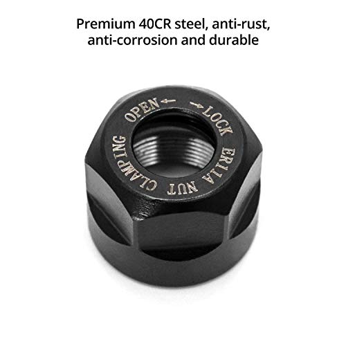 QWORK ER11 A Collet Clamping Nuts for CNC Milling Chuck Holder Lathe, 4 Pack (Black), M14 Thread