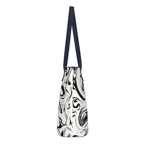 Marbled Waves Women's Tote Bag PU Leather Shoulder Bag Handbags Purse For Work Shopping Travel