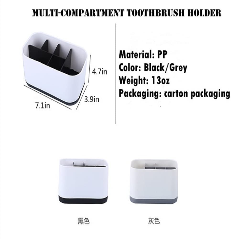 SZYB Compartment Large-Capacity Toothbrush Holder, Bottom Opening to Filter Moisture, Drying Detachable and Easy-to-Clean Storage Box, Dental Floss Organizer, Black
