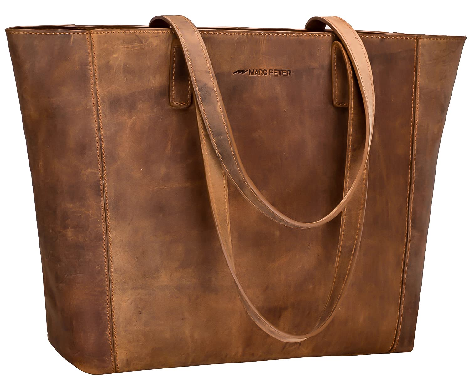 MARC PETER Rosie Hunter Leather Tote Bag for Women | Top Handle Satchel | Women Fashion Shoulder Bag Tan