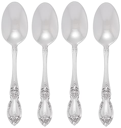 Oneida Louisiana Fine Flatware Teaspoons, Set of 4, 18/10 Stainless Steel