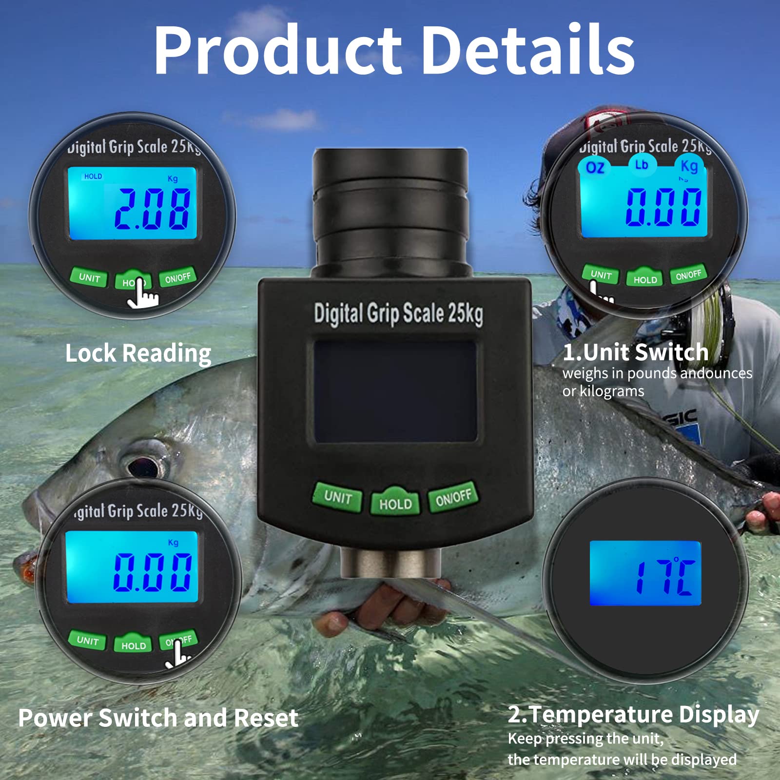 MAVRICMANN Fish Scale, Fish Gripper with Digital Scale, Waterproof Fish Lip Gripper with Measuring Tape, Fishing Gifts for Men