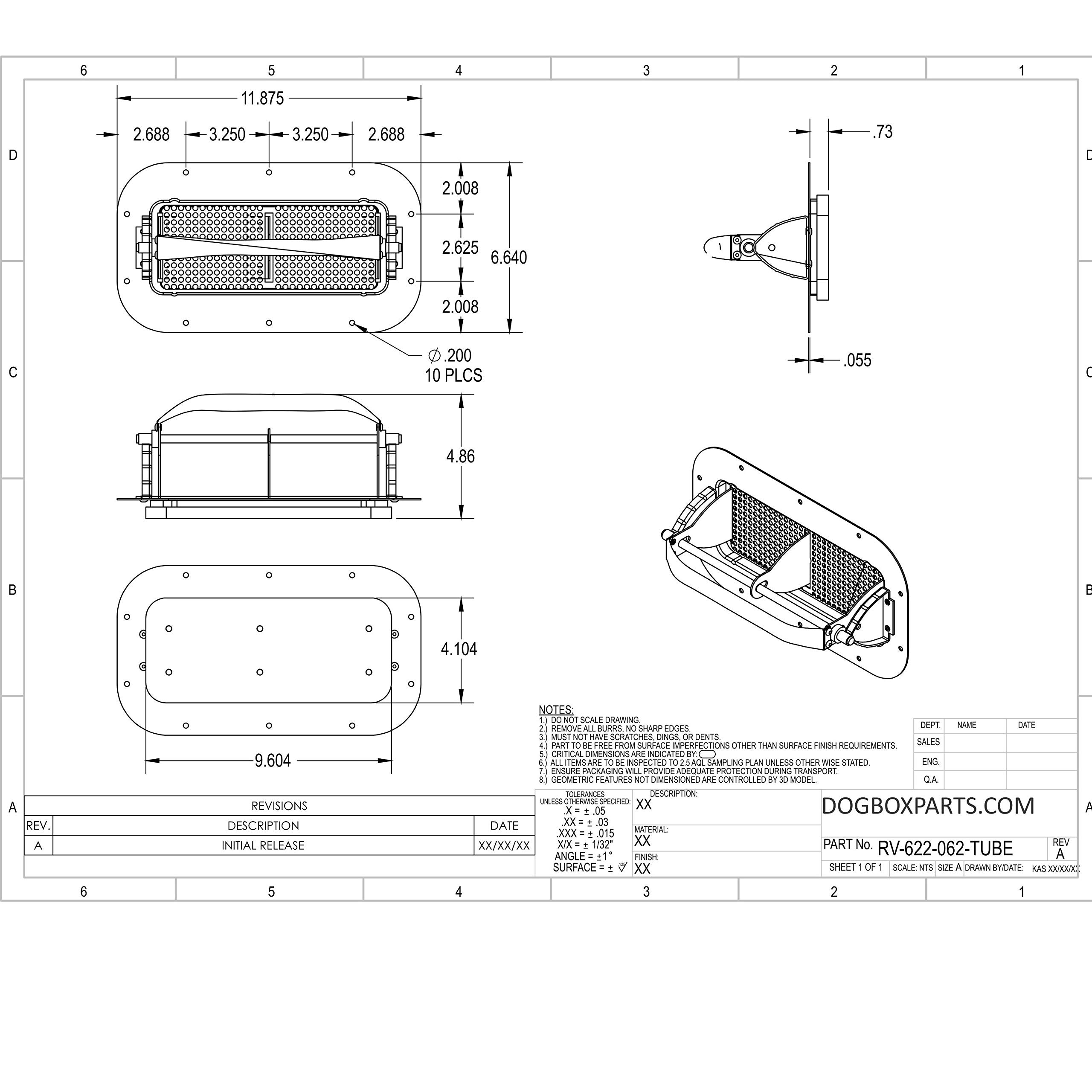Kay Enterprises RV Trailer Roof Vent Aluminum Low Profile Gasket Extended Handle 622062