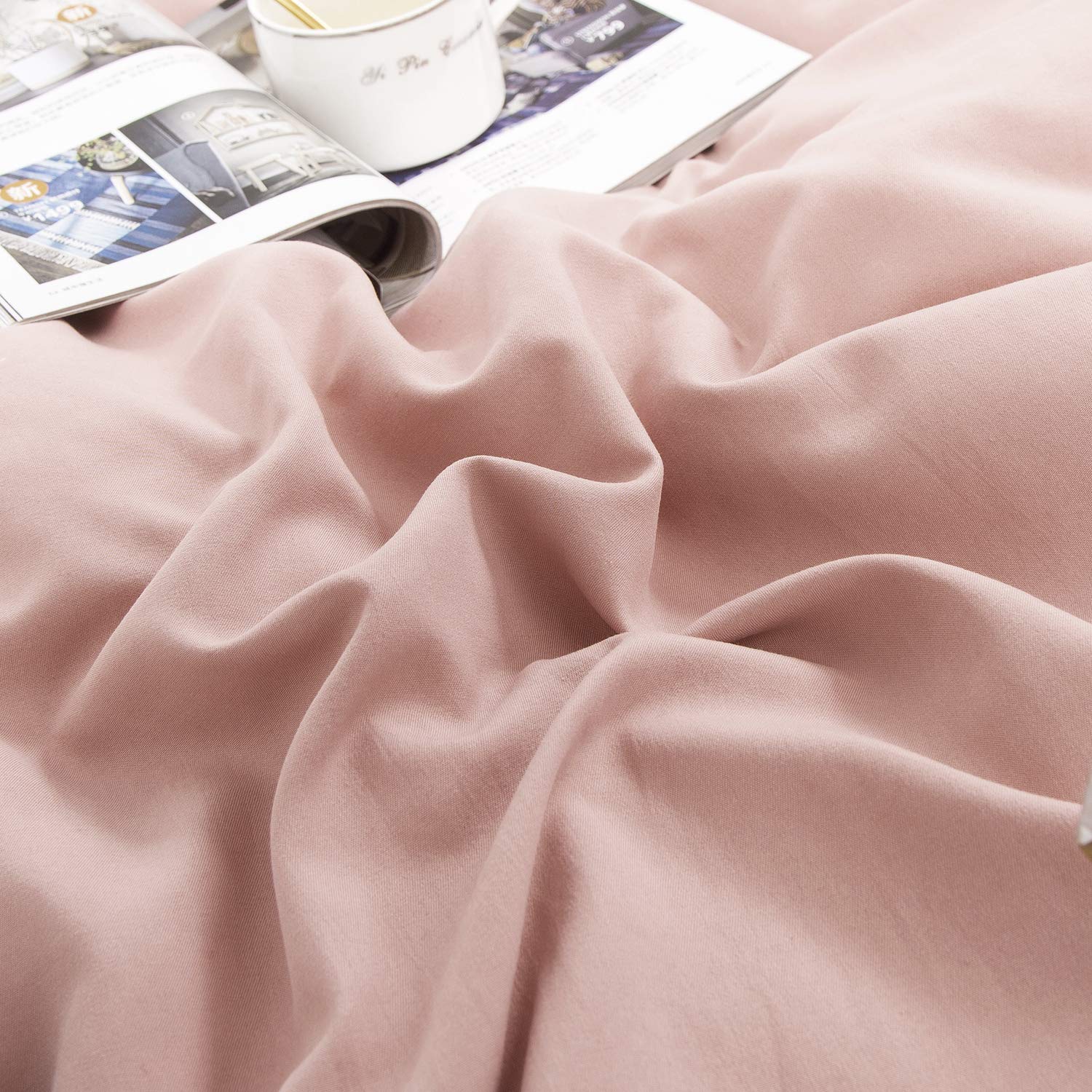Luxlovery Pink Comforter Set Queen Blush Pink Comforter Sets Full Women Dusty Rose Mauve Qulits Comfy Soft Light Pink Comforter Blanket Breathable Comforter Set with 2 Pillowcases