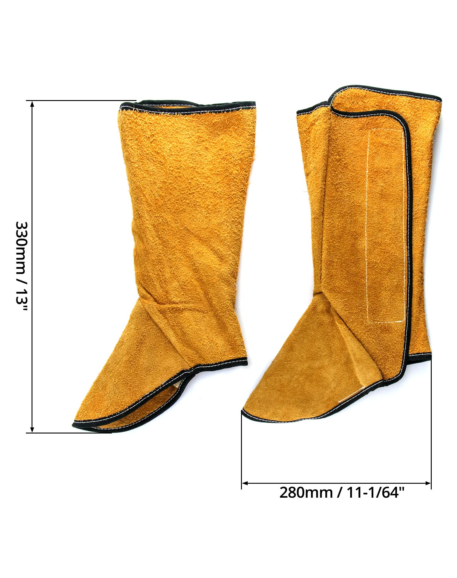 QWORK Fireproof Shoe Leg Cover Leather for Welding Welder Work Boot Protectors, Welding Safety Boot Covers, Leg Guards Gaiters, Men and Women