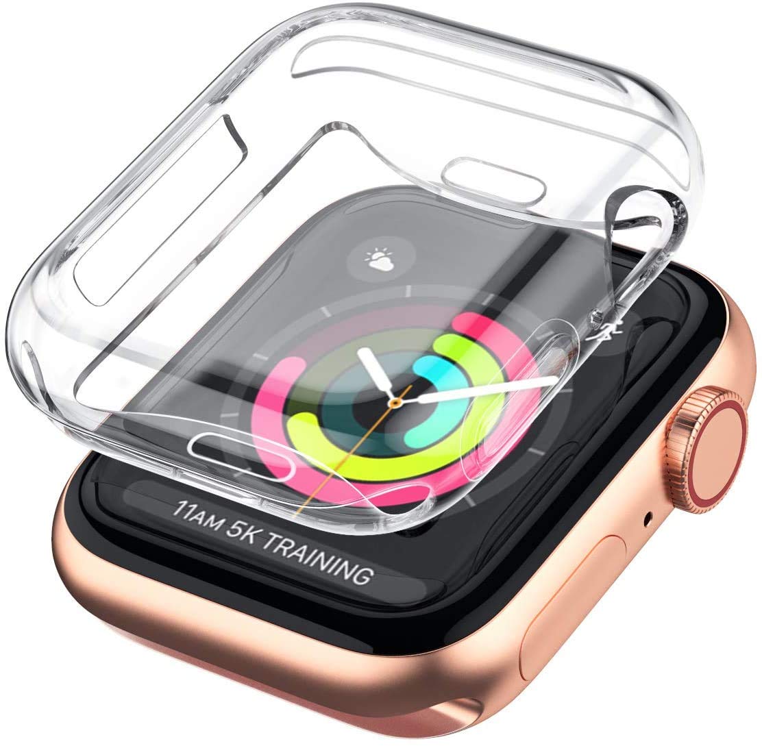 Lelong [2 Pack] Case for Apple Watch Series SE/6/5/4 Screen Protector 44mm, Soft TPU All-Around Clear Protective Case Cover for iWatch Series SE Series 6/5/4