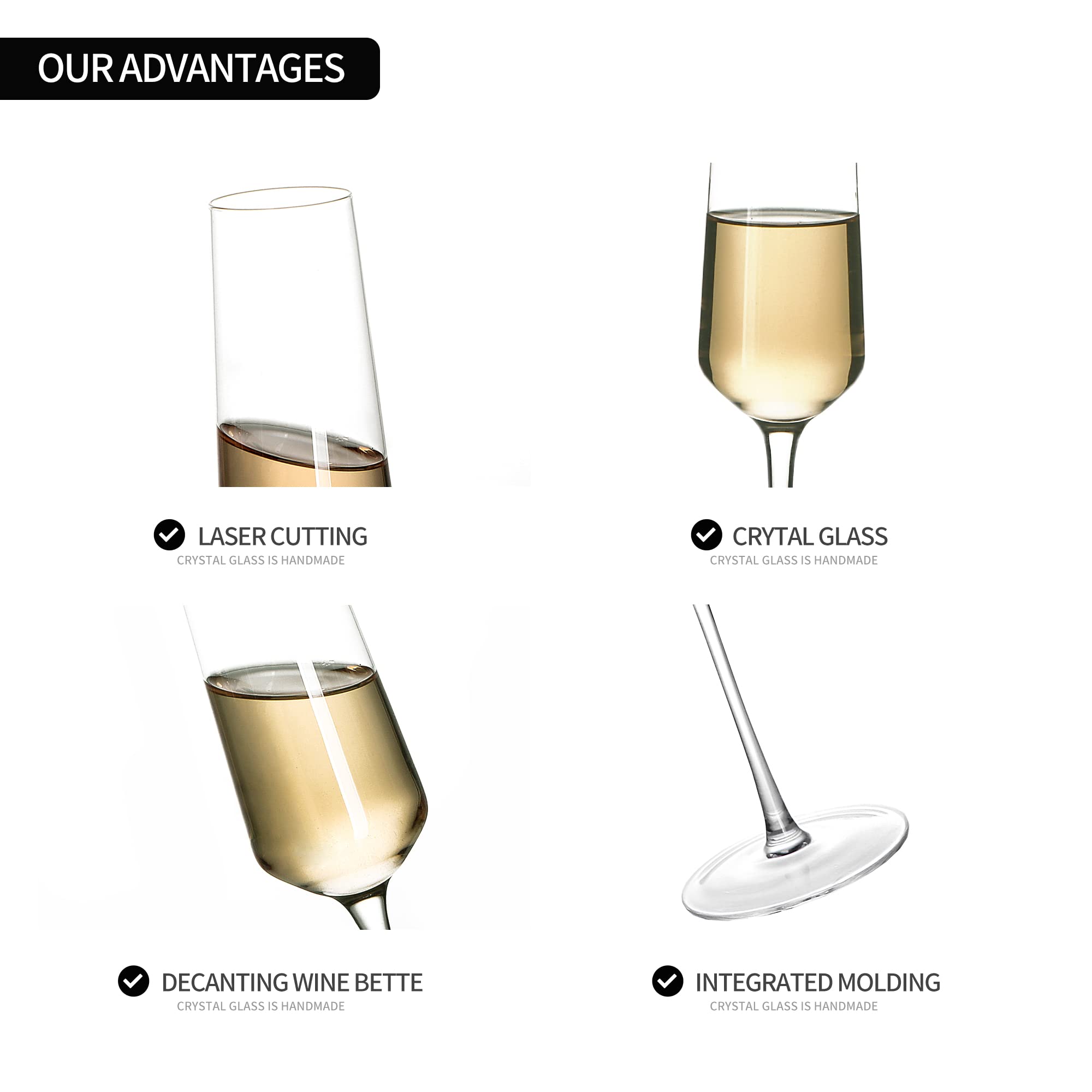 MACLETON Champagne Flutes Set of 4, Premium Stemmed Crystal Champagne Glasses β Exquisite Craftsmanship β Ideal for Home Bar, Special Occasions