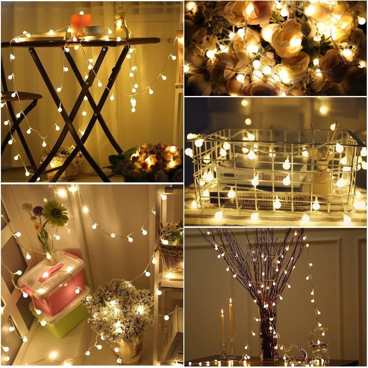 Jnaurb LED Globe Ball Easter String Lights,80 LED Easter Lights with 8 Modes, Waterproof Battery Powered Led Fairy Lights for Indoor Outdoor Party Wedding, Bedroom, Easter Decorations- Warm White