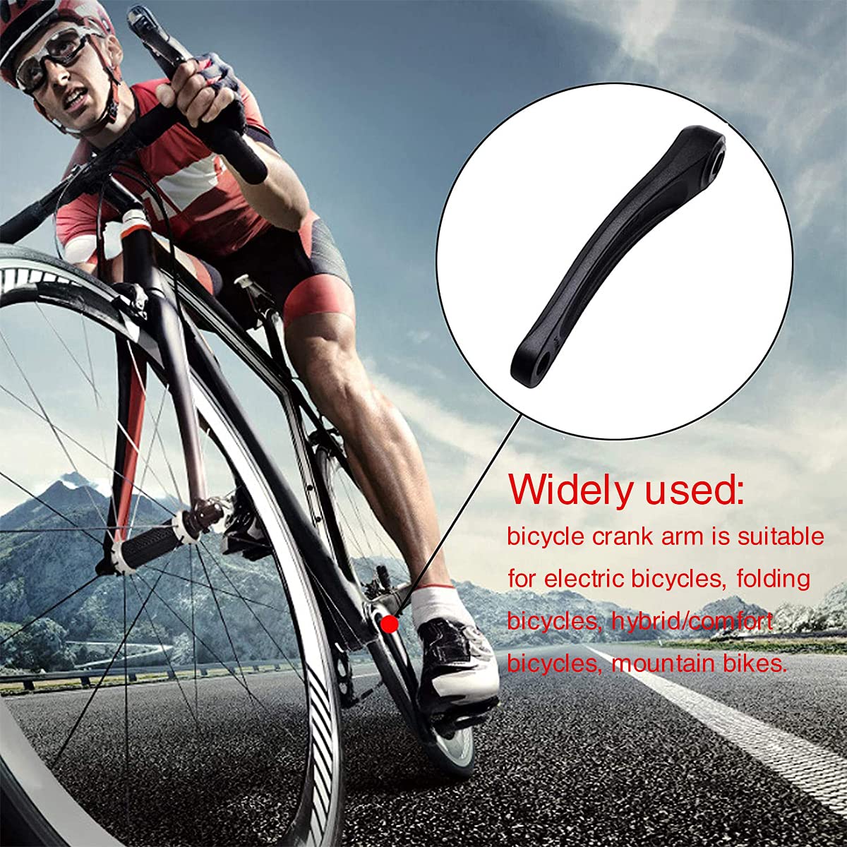 N| Bicycle Crank Arm, Aluminum Alloy Crank Arm, Bicycle 170MM Crank Arm, Bicycle Crank Arm Replacement for Mountain Bike Road Bikes, Horizontal Square Hole (1 Piece, Black)