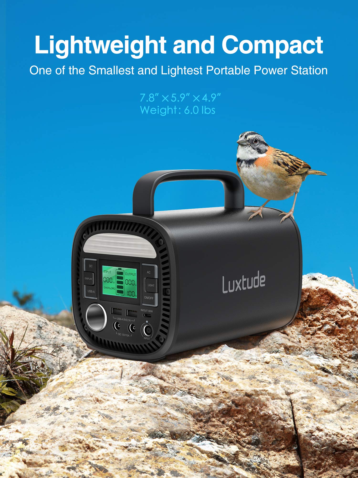 Luxtude Portable Generator 250M, 243Wh Portable Power Station, Solid Metal & Small Camping Generator, Solar Generator with AC Outlet 150W & PD 60W, Backup Battery for CPAP/Camping/Hurricane/Home Use