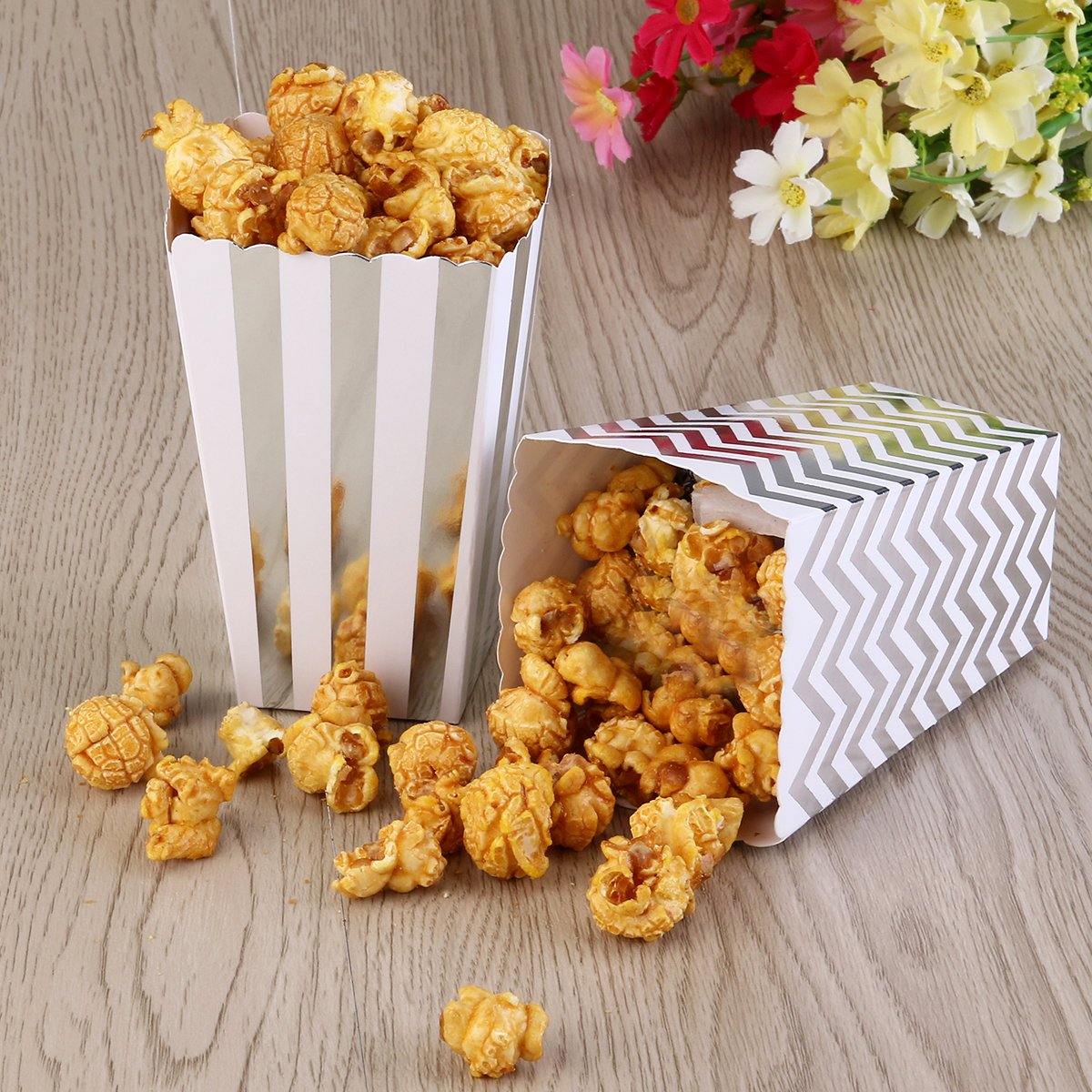 NUOLUX Popcorn Boxes Cardboard Candy Container 50pcs Silver Color