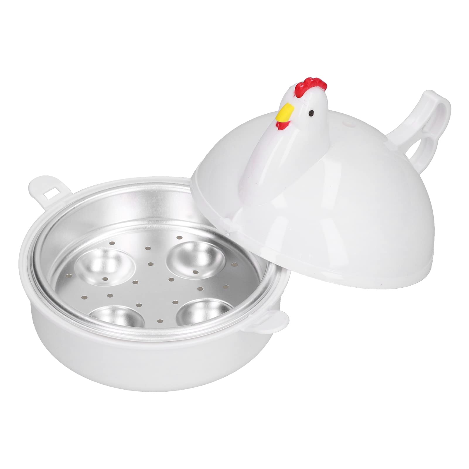 plplaaoo Microwave Egg Cooker,Egg Steamer,Chicken Shaped Eggs Boiler with 4 Eggs Capacity,4.8X5.1In Heat Resistant Microwave Egg Maker for Home Kitchen