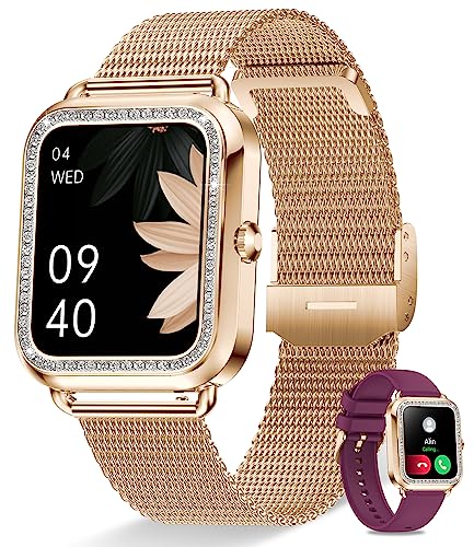 Smart Watch for Women(Answer/Make Calls) 1.59" Small Screen Fitness Tracker with Heart Rate Sleep Monitor Blood Oxygen Pedometer Calories DIY Dial 19 Sport Modes Smartwatch for iOS Android Phone
