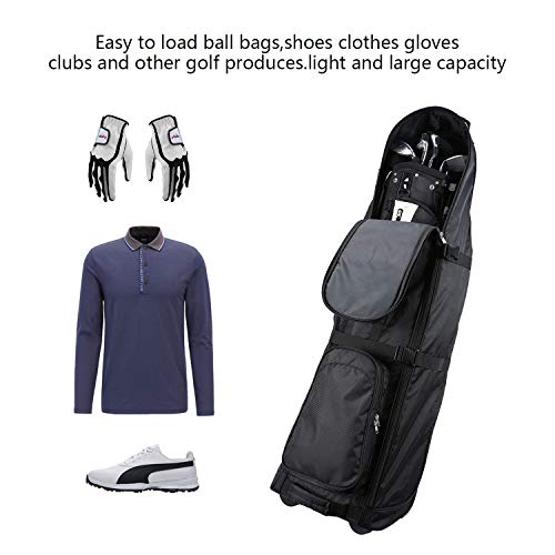 LONGCHAO Golf Travel Cover- Foldable Golf Bag Portable Golf Travel Bag with Wheel Lightweight Oxford Cloth (Black)