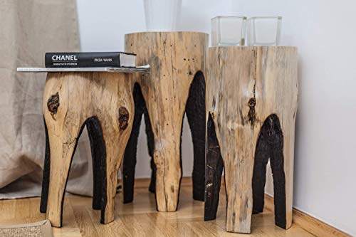 Tree Stump Coffee Tables (Set of 3), Small Wooden Tea Tables, Log Furniture, Rustic Side Tables, Log Stools, Wooden Side Tables
