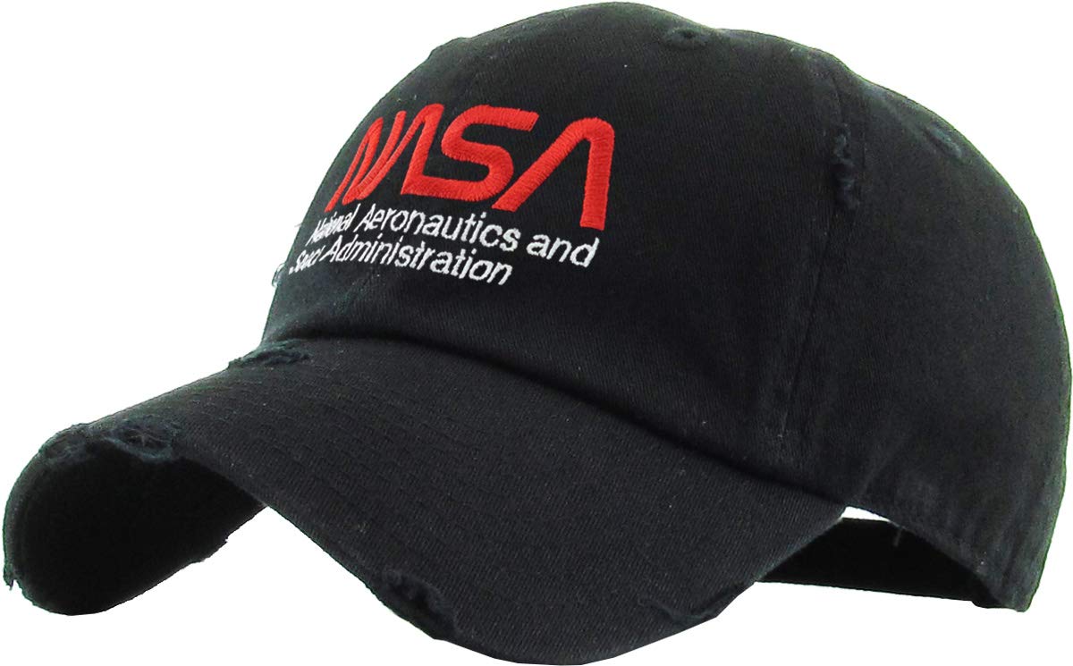 KBETHOS KBSV-211V BLK NASA Spaceship Alien Vintage Dad Hat Baseball Cap Polo Style Adjustable Unisex (One Size, Black NASA Vintage)