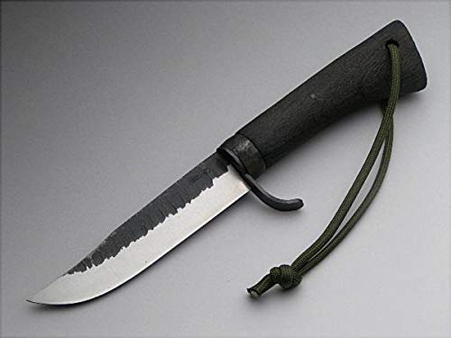 Japanese outdoor Knife 120mm(Aogami Steel) wood handle, with Genuine Leather Case