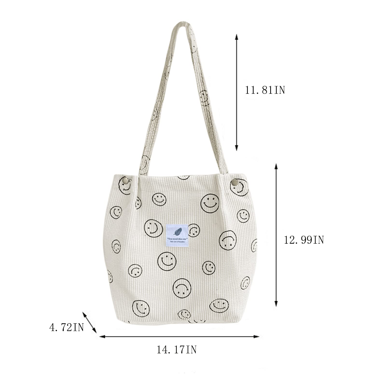 JARKJARD Corduroy Tote Bag Aesthetic Cute Tote Bags Large School Shoulder Bags for TeenGirls Trendy Stuff(Beige)