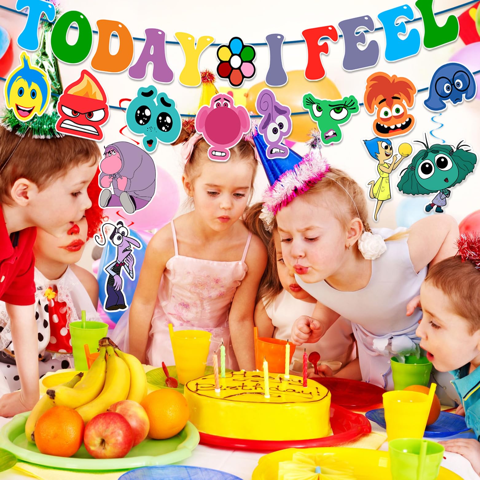 Titenmaoyi Inside Birthday Party Decorations, 1Pcs Today I Feel Banner pattern and 11Pcs Hanging Swirls Set for Birthday Party Decor Baby Shower