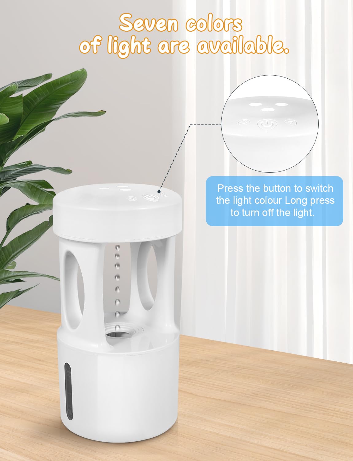 RooXchowla Anti Gravity Humidifier,Water Drop Humidifier ,Drip Drop Humidifier with Night Light,Rain Cloud Humidifierhigh-capacity Silent humidifier for Bedroom/Baby Nursery/Bathroom//Living Room.