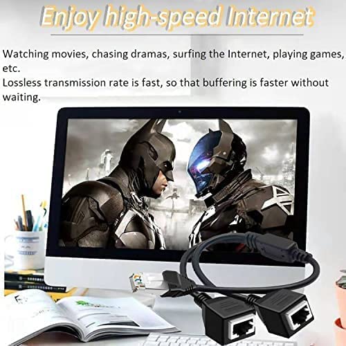 RJ45 Ethernet Splitter 1 to 2 Port Network Adapter, sartyee RJ45 Splitter Adapter for Super Category 5/5e/6/7, Applicable to Equipment with RJ45 Interface, Computer, Router, Set-top Box, Optical Modem