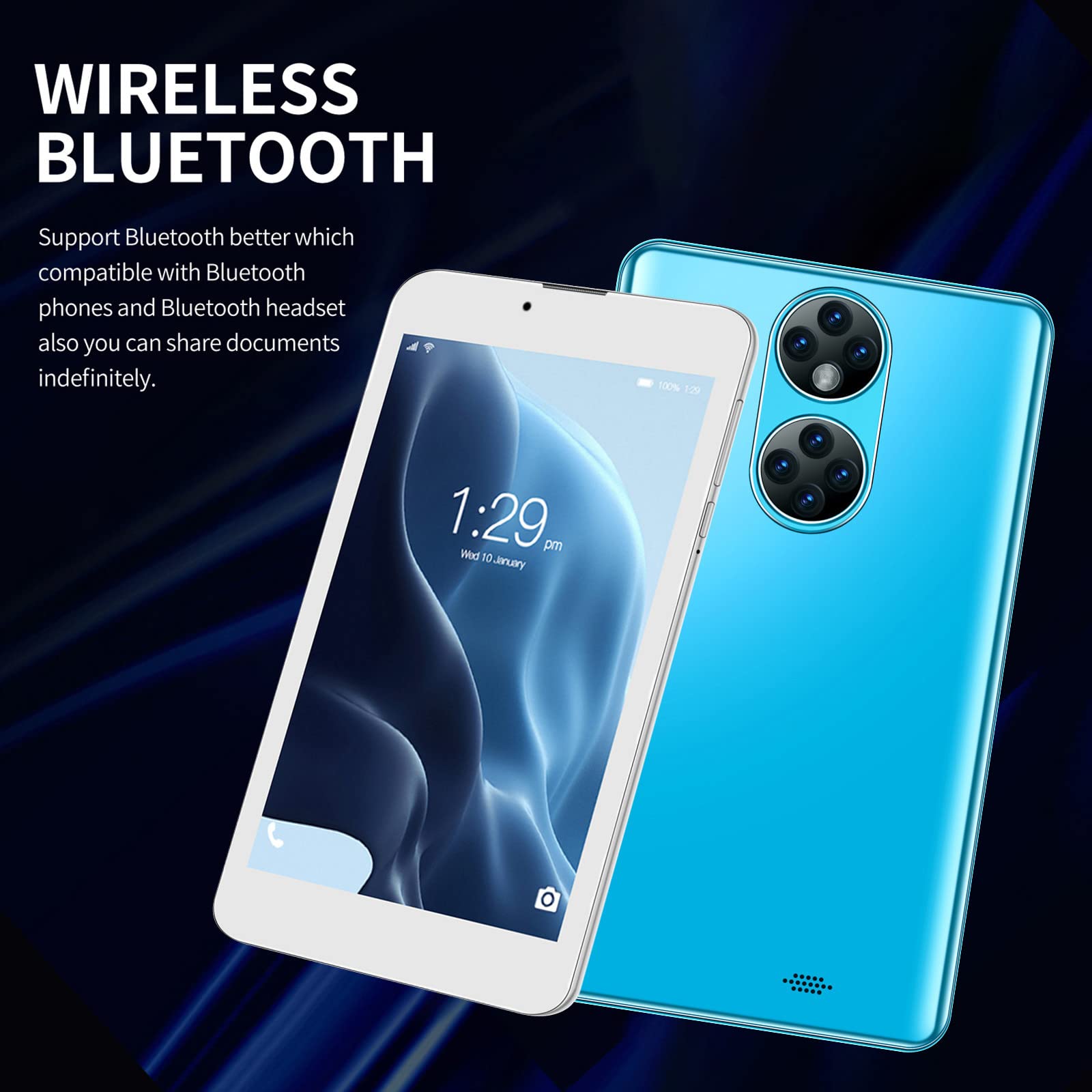 Tablet Android All-New Fire, 7-inch Ultra-Thin IPS HD Display Tablets PC, 8 core Processor, Alloy Metal Cover, 1GB +16GB, Dual Camera Smart Tablet, Voice Call WiFi Blue-Tooth Tablet (Blue)