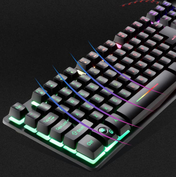 RJPH-3500 Gaming Keyboard: Fastest Clicky Optical Switches w/Quick Keystrokes & 8000Hz Polling Rate - Detachable Type-C Cable - Doubleshot PBT Keycaps - Ergonomic Wrist Rest