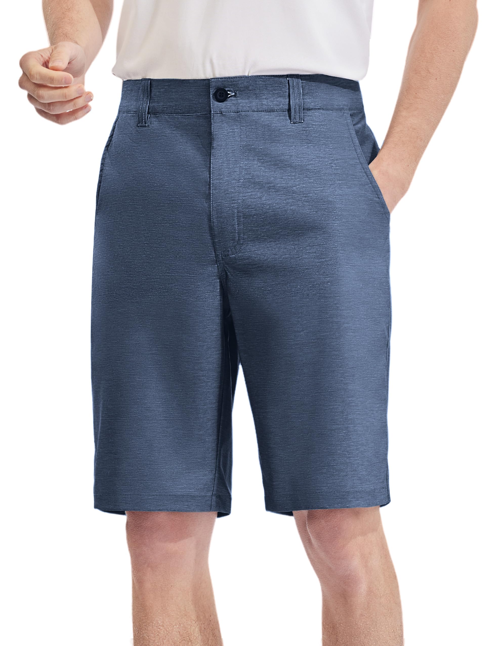 PULI Mens Dress Stretch Chino Hiking Traveling Shorts Quick Dry Lightweight Golf Beach with Pockets Blue 38