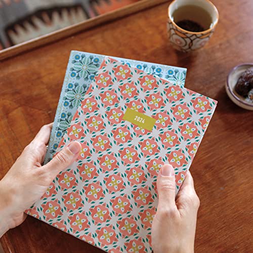 Letts of London Morocco Academic Weekly/Monthly Planner, August 2023 to July 2024, Week-to-View, Sewn Binding, Multilingual, A5 Size, 8.25" x 5.875", Sky (C031813-24)