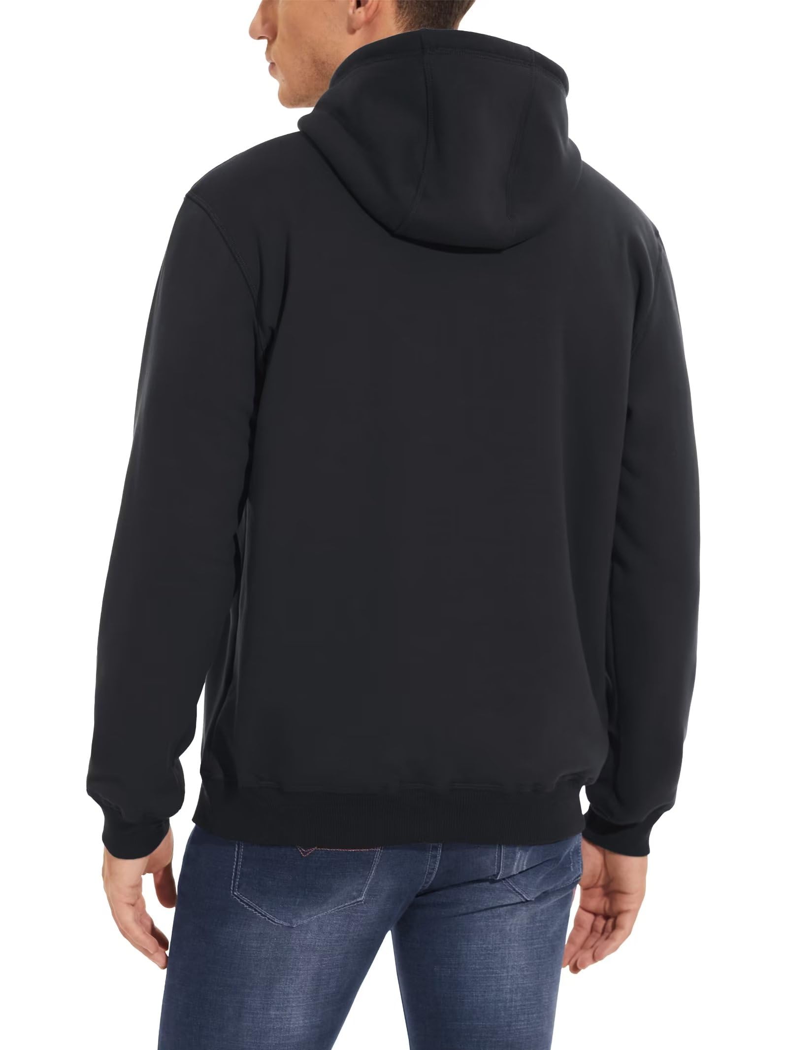 MAGCOMSEN Pullover Hoodie Men Heavyweight Hoodies for Men Pullover Sweatshirt for Men Sherpa Sweatshirts Athletic Hoodies Fleece Sweatshirts for Men Black