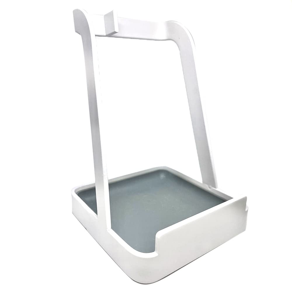 PnD Kitchen utensil and iPad holder,Pot lid stand holder spoon rest,Kitchen tools silicone spoon holder,Metal pot lid holder tower ladle holder,Cooking Utensil Rest - White,3.9 inchx3.9 inchx5.9 inch