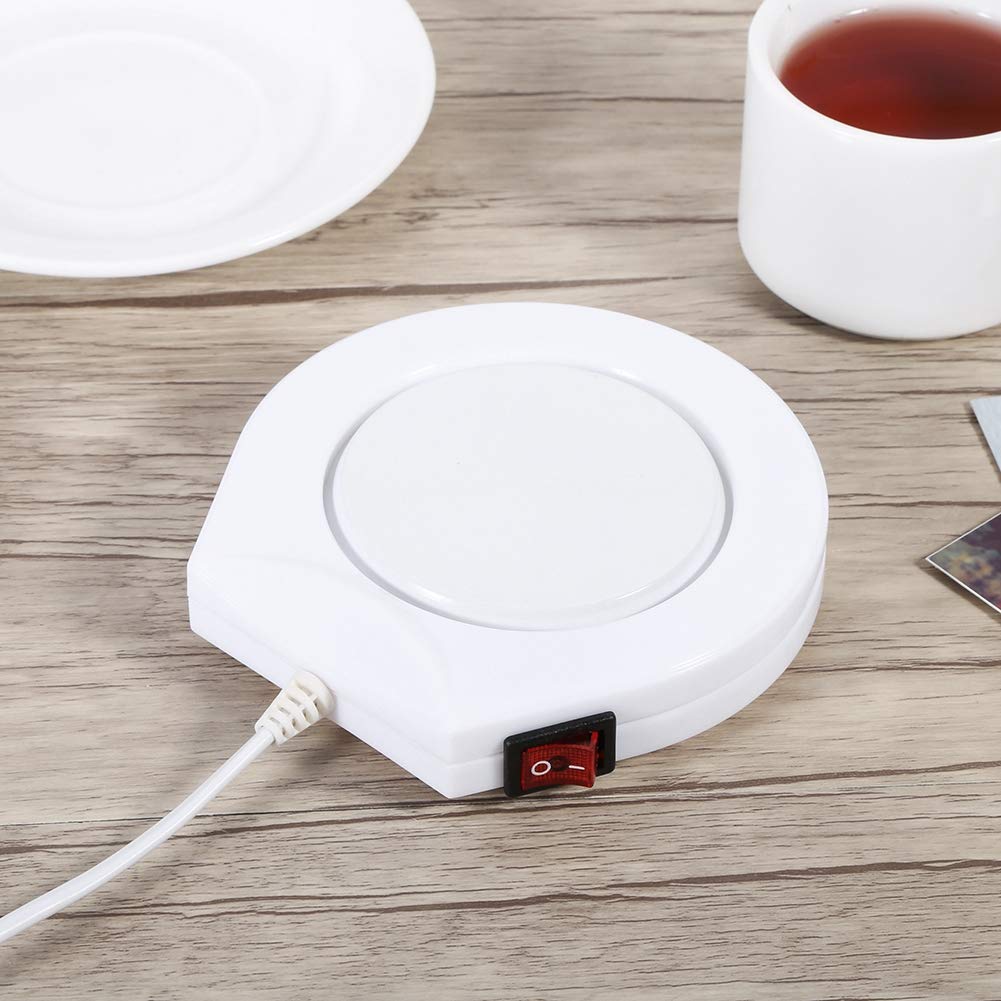 Mug Warmer Mat,White Electric Powered Cup Warmer Heater Pad Coffee Tea Milk Mug US Plug 110V