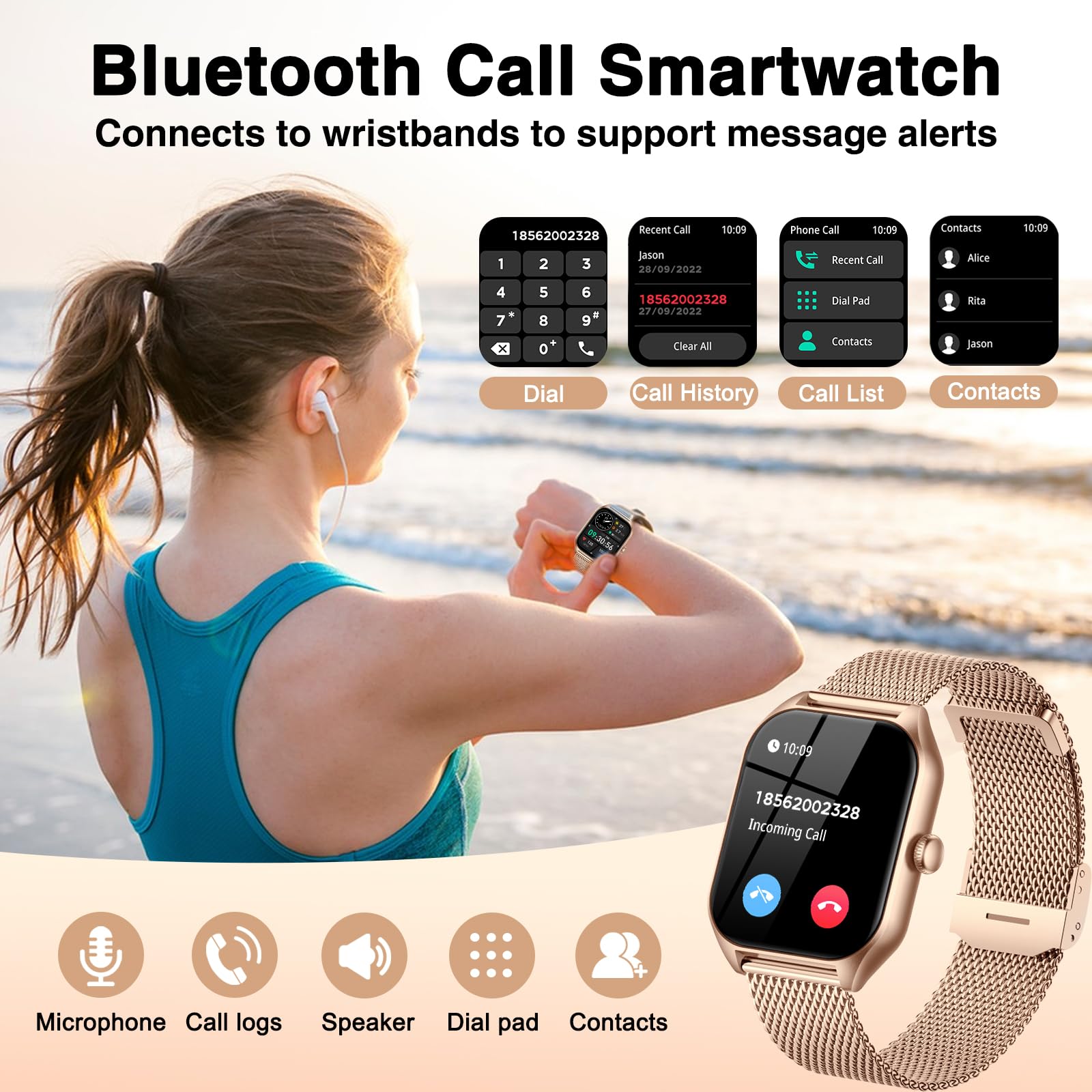 JYNZYUPO Smart Watch for Men Women,(Answer/Make Call) 1.84" Touch Screen Waterproof, 100+ Sport Modes, Fitness Activity Tracker, Heart Rate Sleep Monitor, Pedometer, Smart Watches for Android iOS