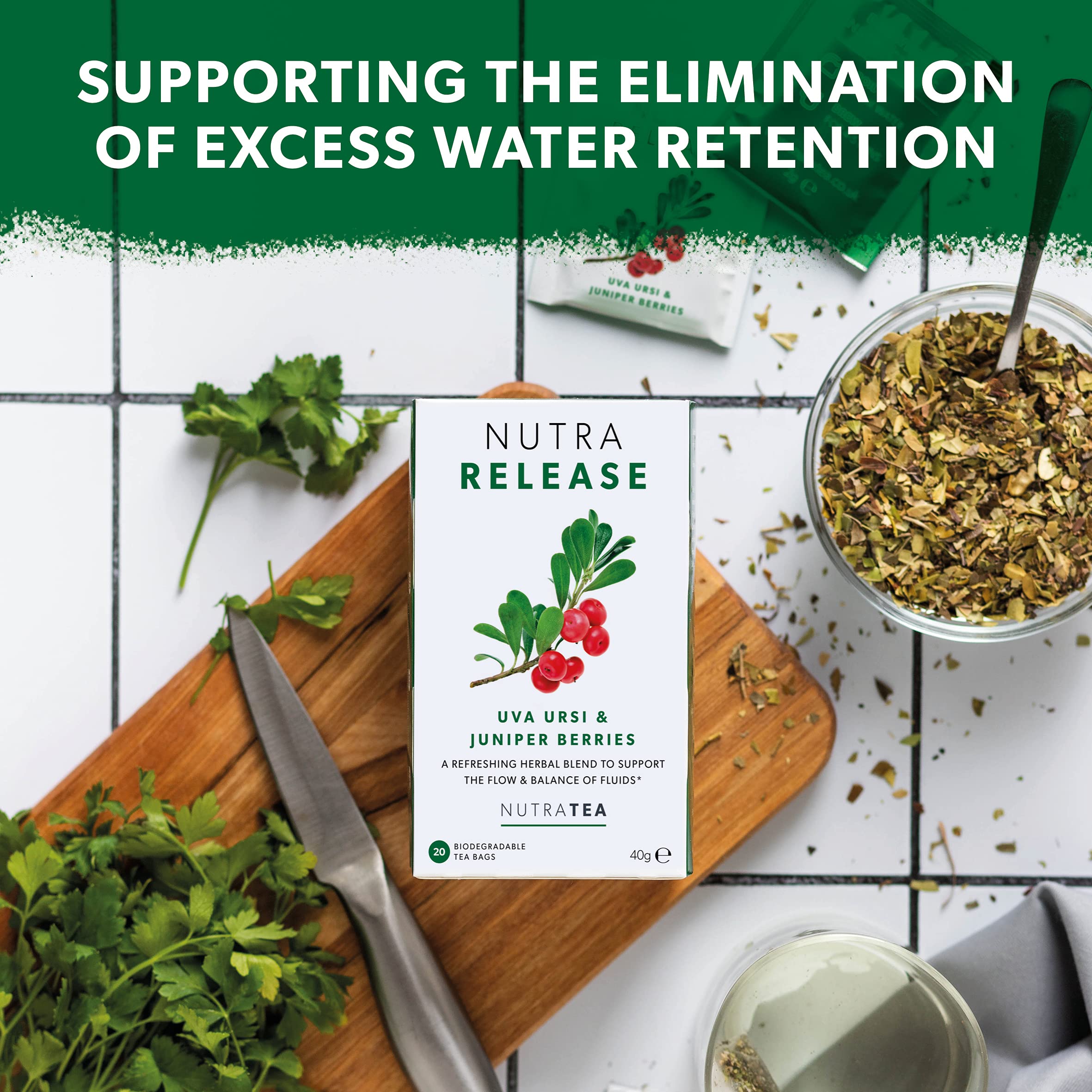 NUTRARELEASE - Kidney Tea | Bloated Stomach Tea β Includes Uva Ursi, Dandelion & Nettle - Assist With Water Retention & Digestion - 20 Enveloped Tea Bags - by Nutra Tea - Herbal Tea