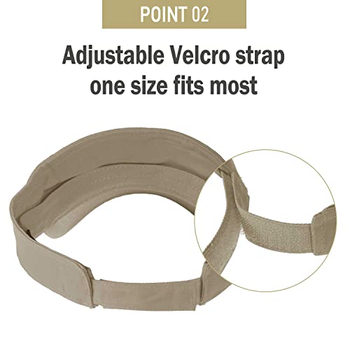 PLAIN GEAR Golf Visor hat for Men & Women - Sun Visors Hats Suitable for Tennis and Other Sports - Adjustable Velcro Closure (TAN)