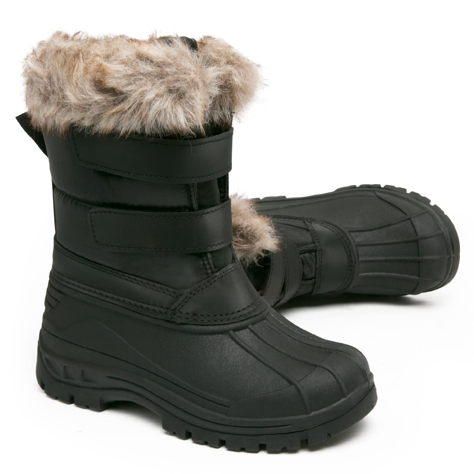 Kids Snow Boots Boys Girls Mid Calf Winter Boots Anti-Slip Outdoor Warm Boots With Fur Lined(/Little Kid/Big Kid)
