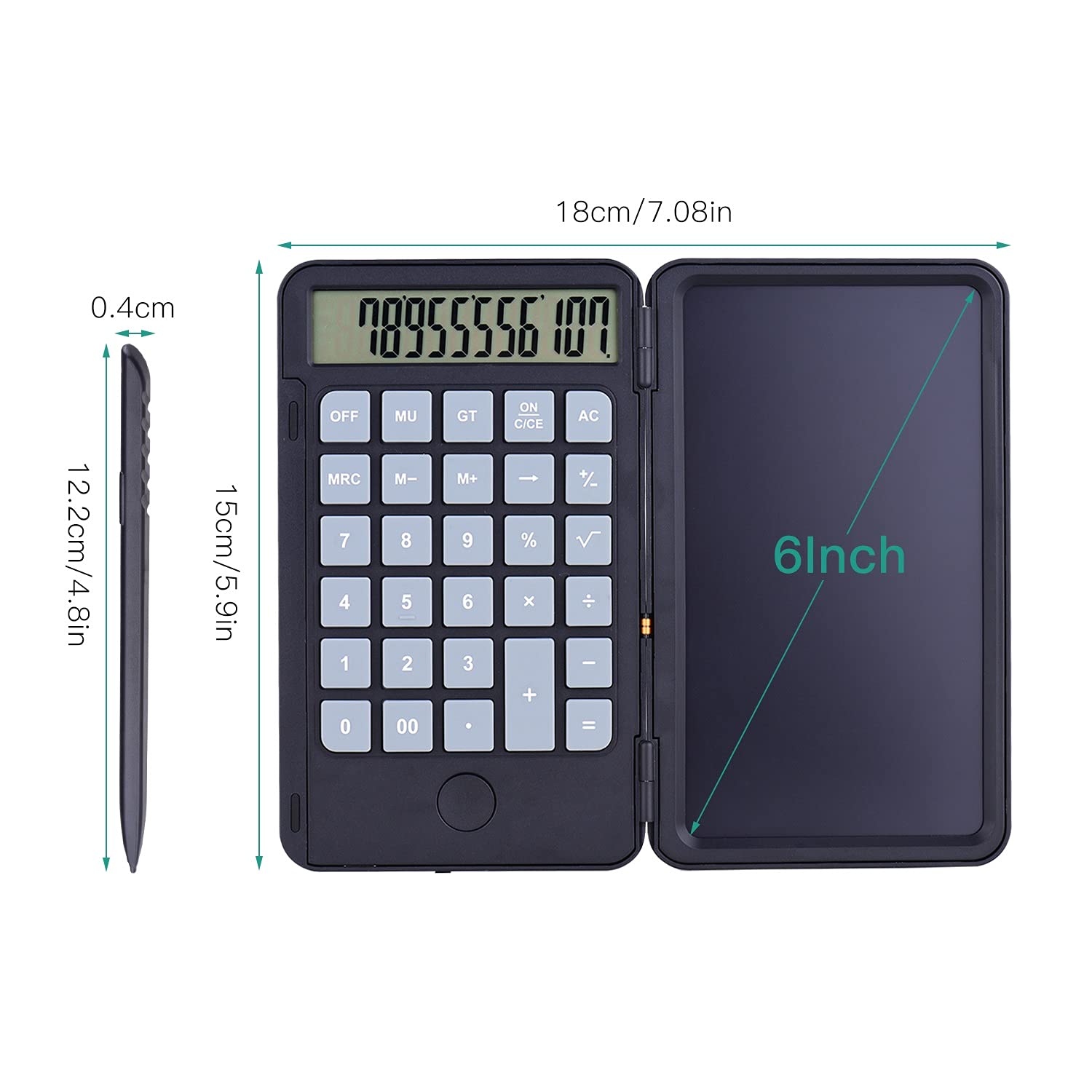 Portable Calculator and Write Tablet Digital Drawing pad 12-Digit Digital Display Stylus Erase Button Lock Function